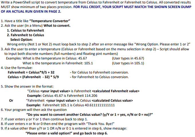 Solved I need powershell coding please, the program must be | Chegg.com