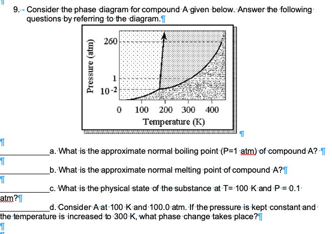 Solved 9.- Consider the phase diagram for compound -A given | Chegg.com