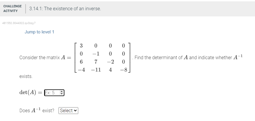Solved Jump to level 1 Consider the matrix | Chegg.com