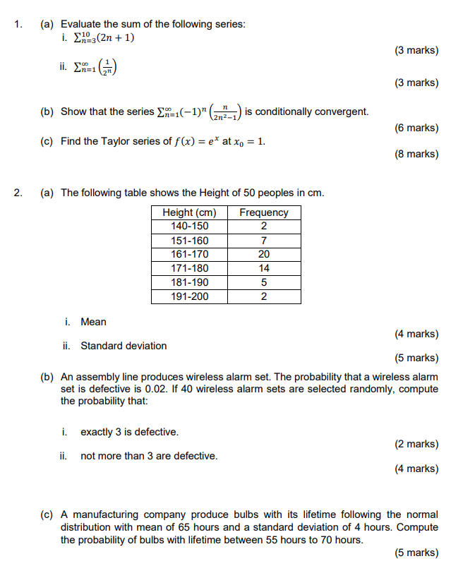 Solved (a) ﻿Evaluate the sum of the following | Chegg.com