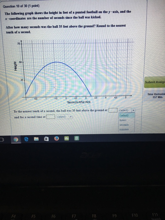 Solved Question 10 of 30 (1 point) The following graph shows | Chegg.com