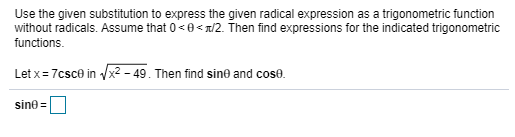 Solved Use the given substitution to express the given | Chegg.com