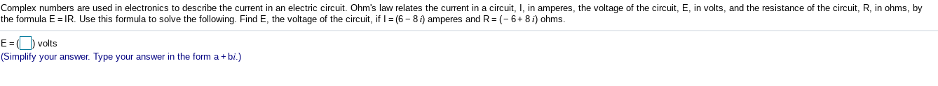 Solved Complex numbers are used in electronics to describe | Chegg.com