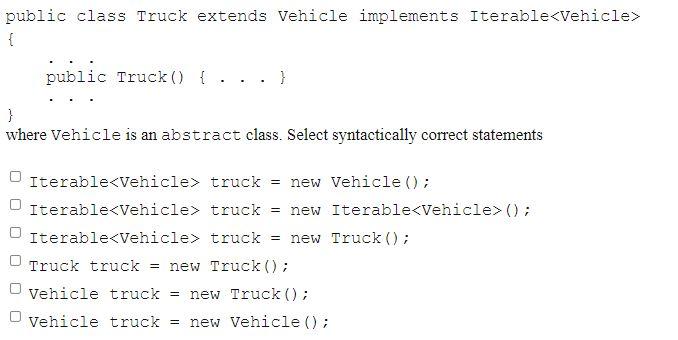 Solved public class Truck extends Vehicle implements | Chegg.com