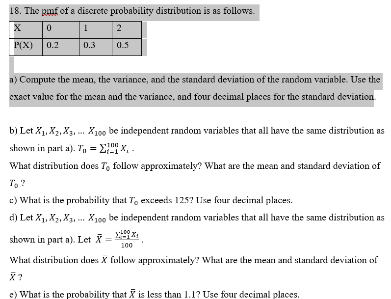 Solved 18. The pmf ofa discrete probability distribution is | Chegg.com