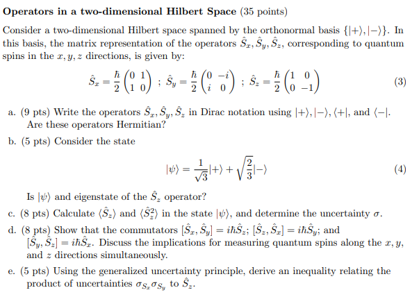 Solved Operators in a two-dimensional Hilbert Space (35 | Chegg.com