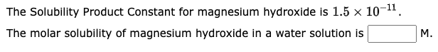 Solved The Solubility Product Constant for magnesium | Chegg.com