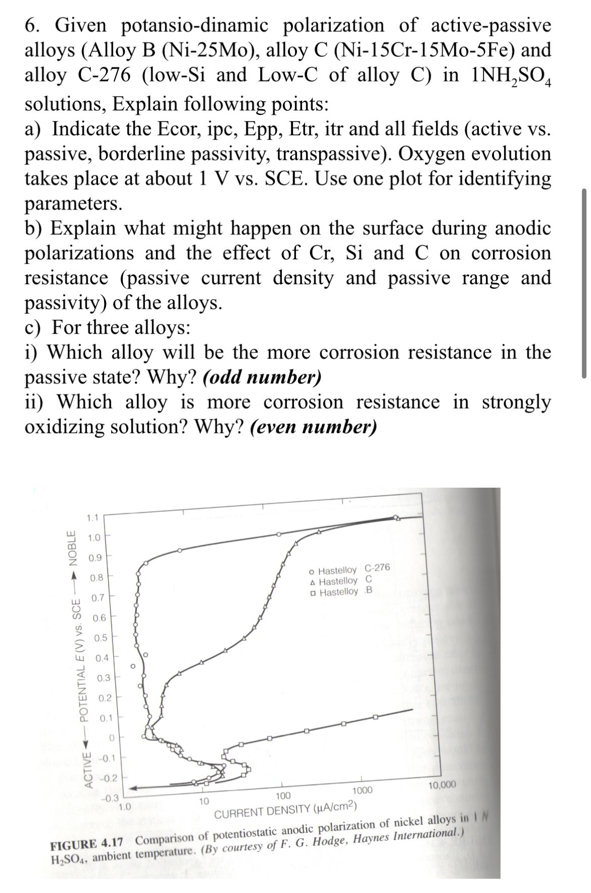 Solved 6. Given potansio-dinamic polarization of | Chegg.com