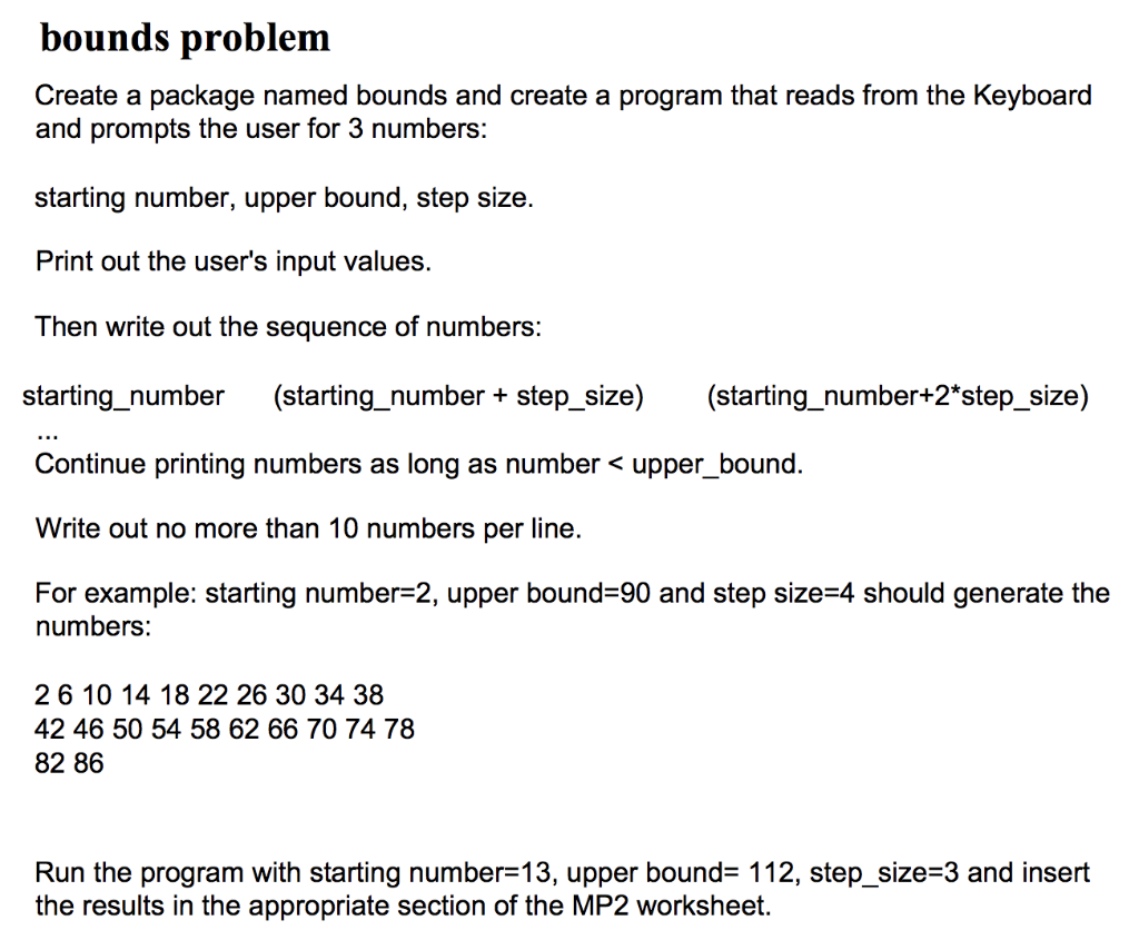 Solved bounds problem Create a package named bounds and | Chegg.com