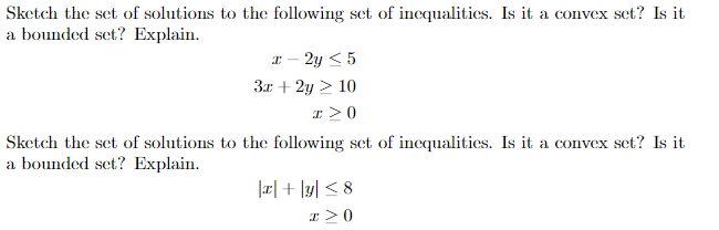 Solved Sketch the set of solutions to the following set of | Chegg.com