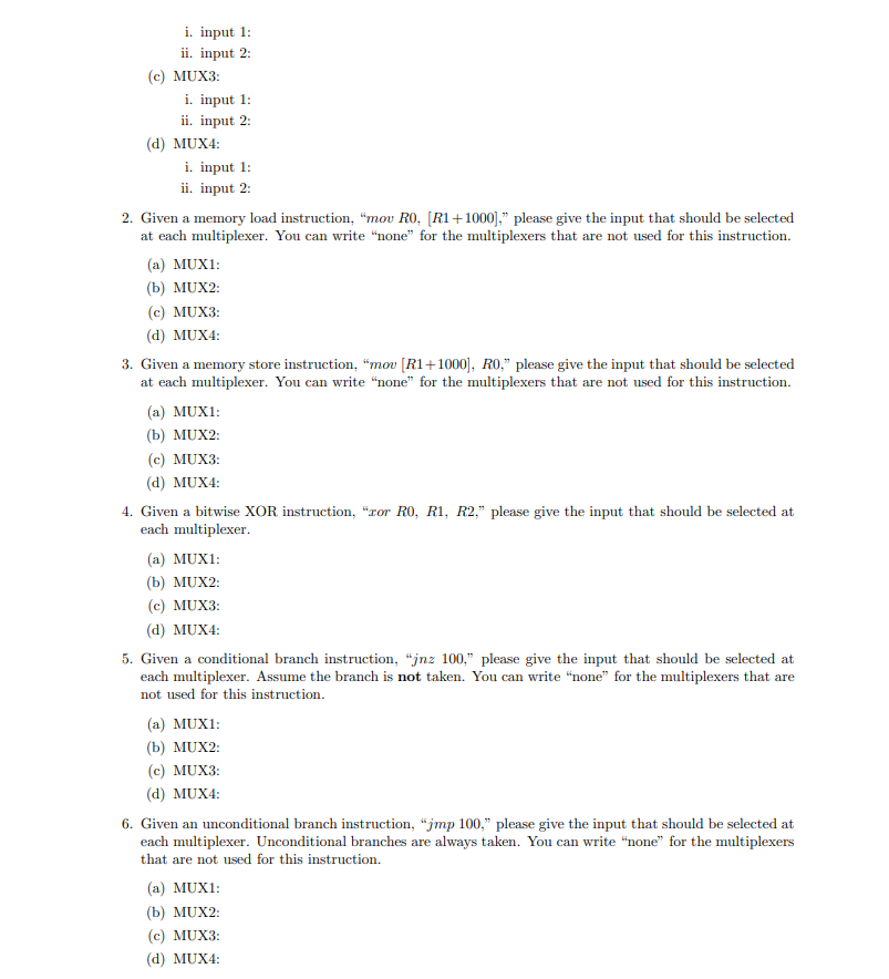 Solved 1 CPU Datapath The following figure shows the overall | Chegg.com