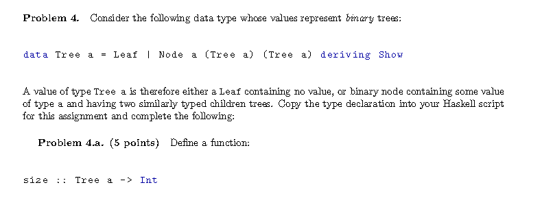 Solved Problem 4. Consider the following data type whose | Chegg.com