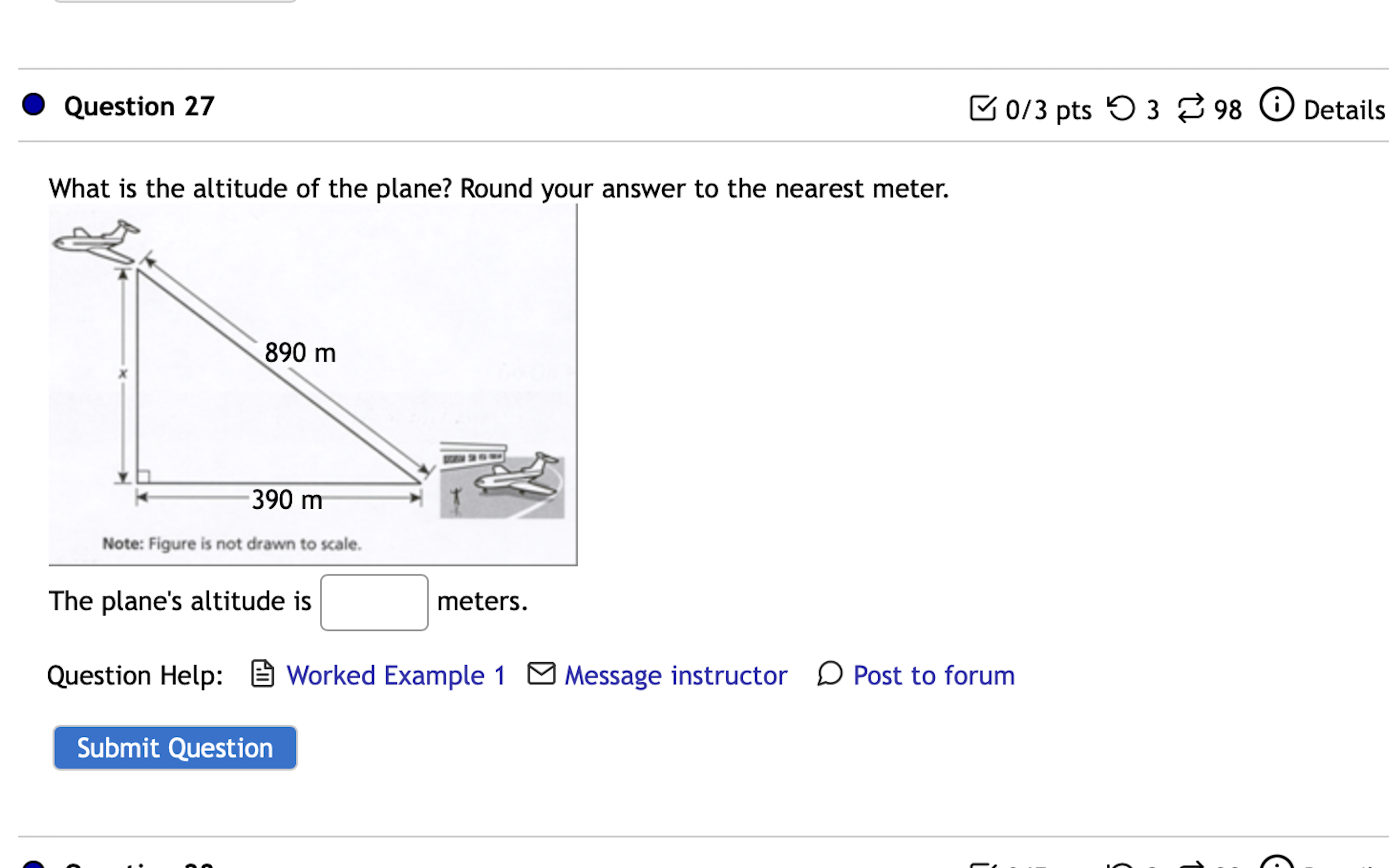 Solved What is the altitude of the plane? Round your answer | Chegg.com