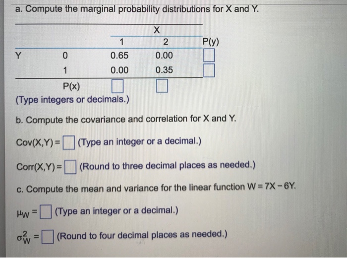 Solved a. Compute the marginal probability distributions for | Chegg.com