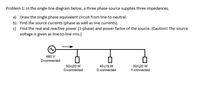 Solved Problem 1: In the single line diagram below, a three | Chegg.com