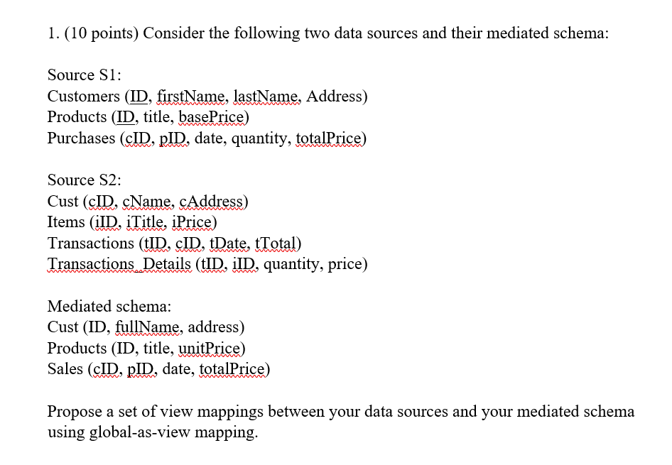 Solved 1. (10 points) Consider the following two data | Chegg.com