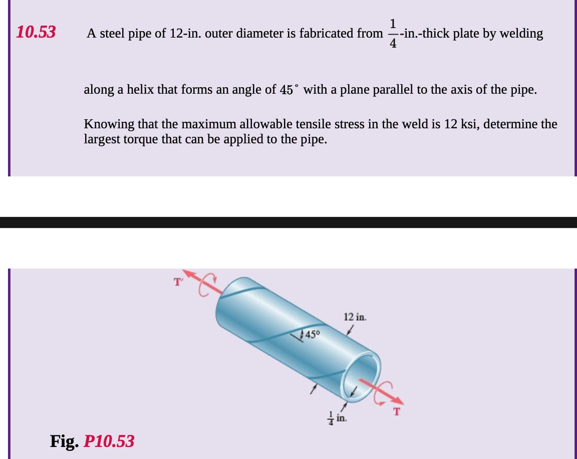 Solved 3 A steel pipe of 12 -in. outer diameter is | Chegg.com