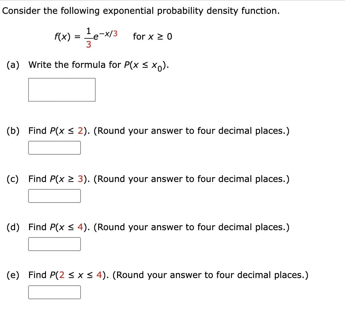 Solved Consider the following exponential probability | Chegg.com
