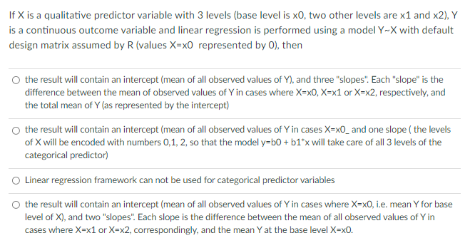 Solved If X is a qualitative predictor variable with 3 | Chegg.com