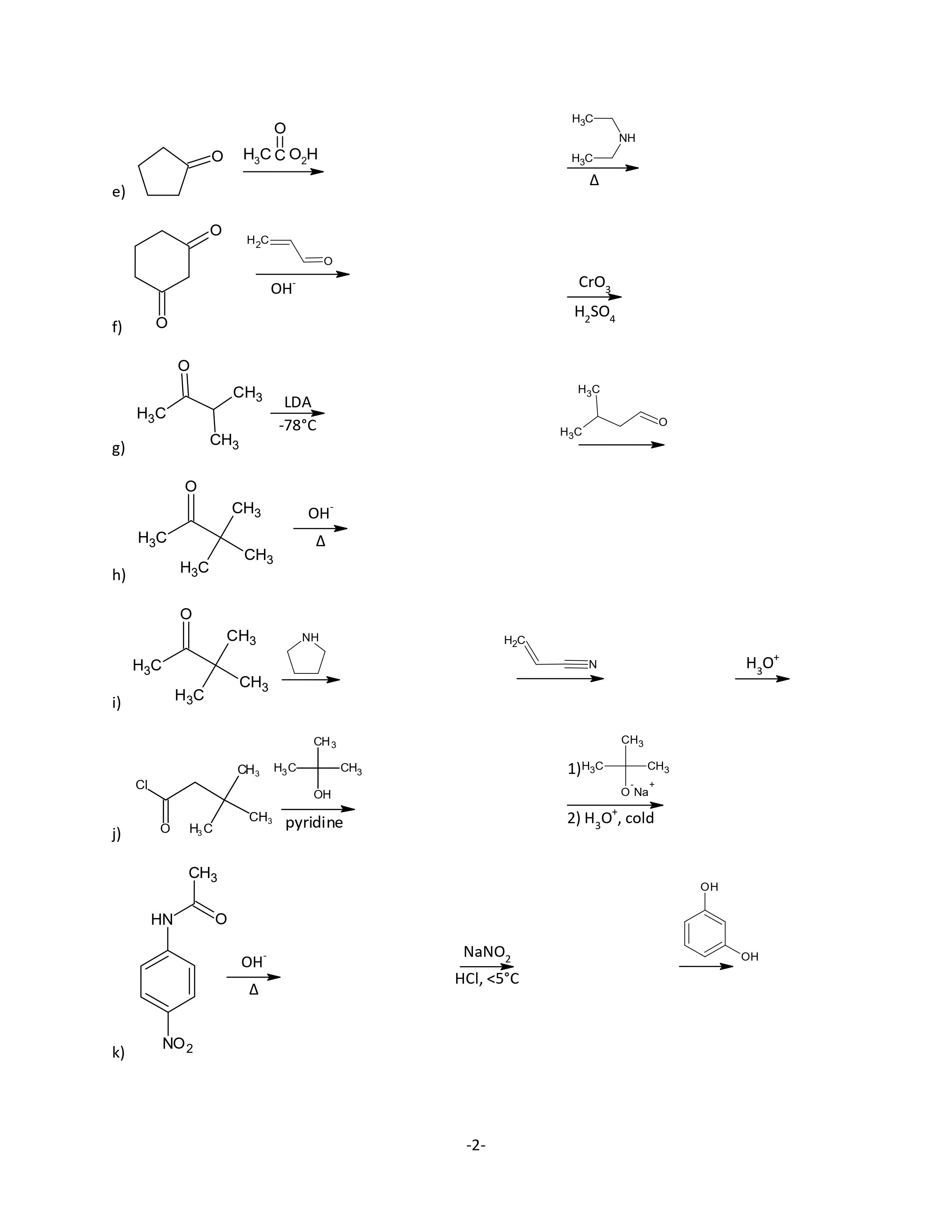 Solved e) f) g) −78∘C LDA h) Δ OH− i) \( | Chegg.com