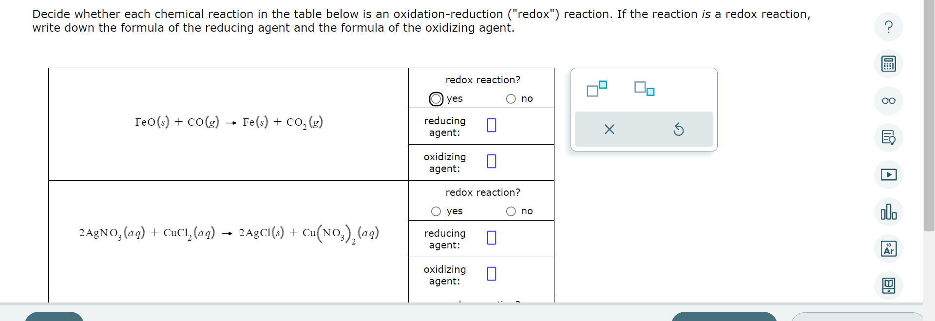 Solved Decide Whether Each Chemical Reaction In The Table