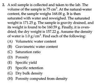 Solved 2. A soil sample is collected and taken to the lab. | Chegg.com