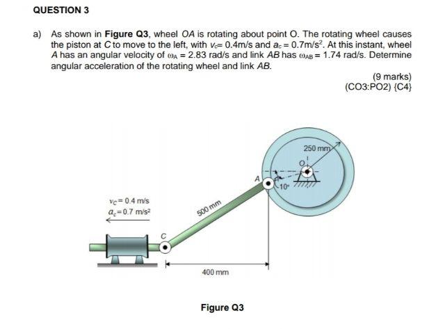 Solved QUESTION 3 a) As shown in Figure Q3, wheel OA is | Chegg.com