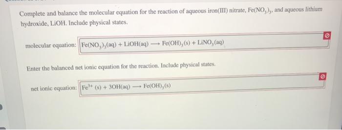 Solved Complete and balance the molecular equation for the | Chegg.com