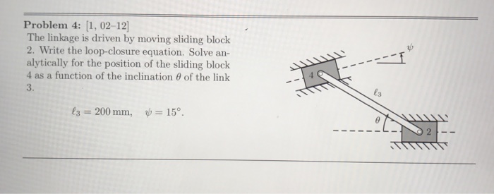 Solved The linkage is driven by moving sliding block 2. | Chegg.com