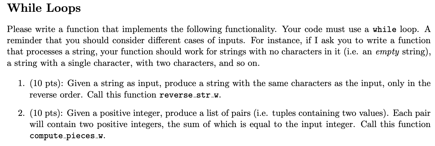 Solved Please write a function that implements the following | Chegg.com