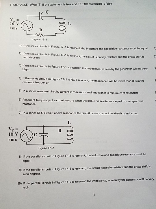 Solved TRUE/FALSE. Write T' if the statement is true and F' | Chegg.com