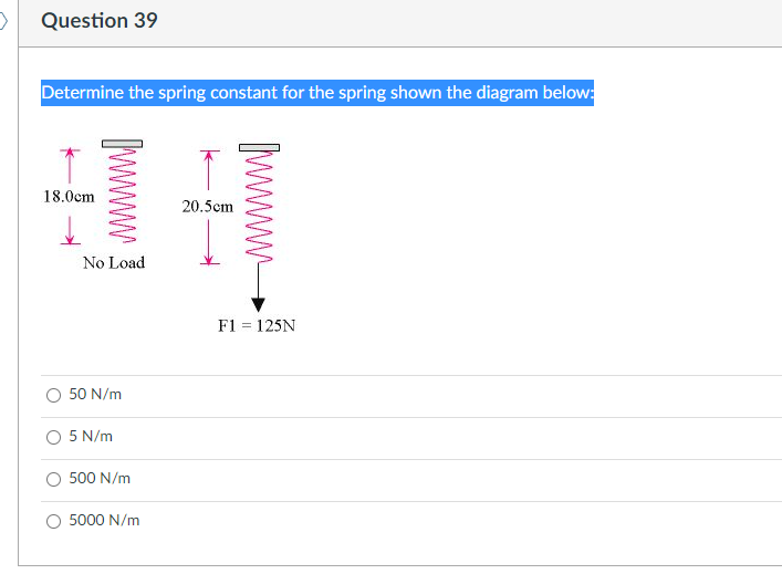 Solved Determine the spring constant for the spring shown | Chegg.com