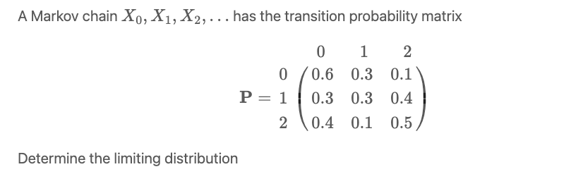 Solved A Markov chain X0,X1,X2,… has the transition | Chegg.com