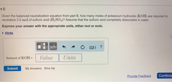 Solved Given the balanced neutralization equation from part | Chegg.com