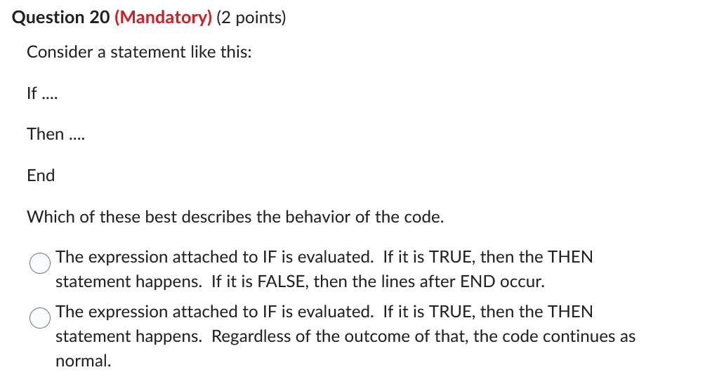 Solved Question 20 (Mandatory) (2 points) Consider a | Chegg.com
