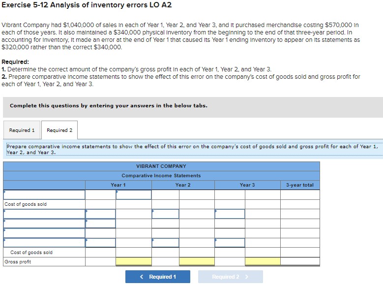 Solved Exercise 5-12 Analysis of inventory errors LO A2 | Chegg.com