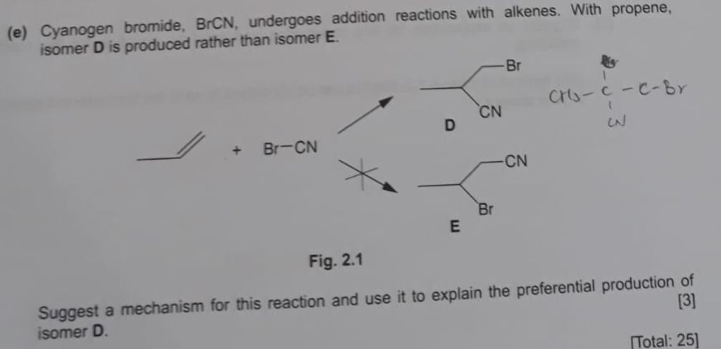 Solved (e) Cyanogen bromide, Bron, undergoes addition | Chegg.com