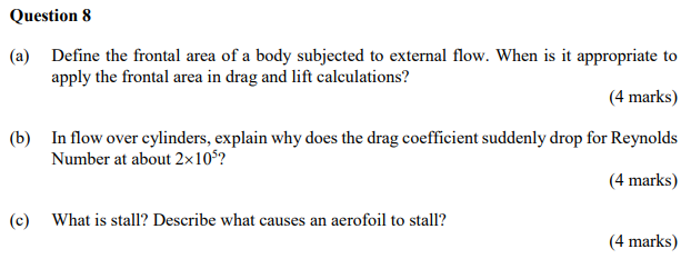 Solved (a) Define the frontal area of a body subjected to | Chegg.com