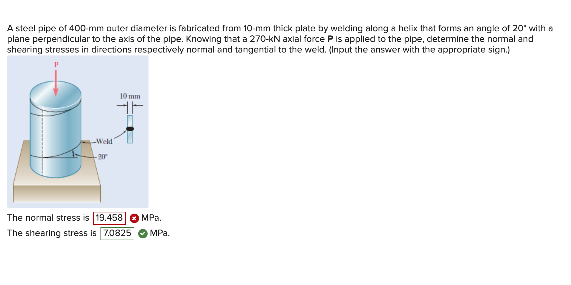 Solved A steel pipe of 400-mm outer diameter is fabricated | Chegg.com