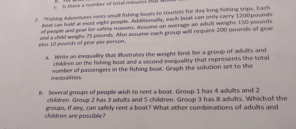 Solved C. Is there a number of total minutes that 2. | Chegg.com