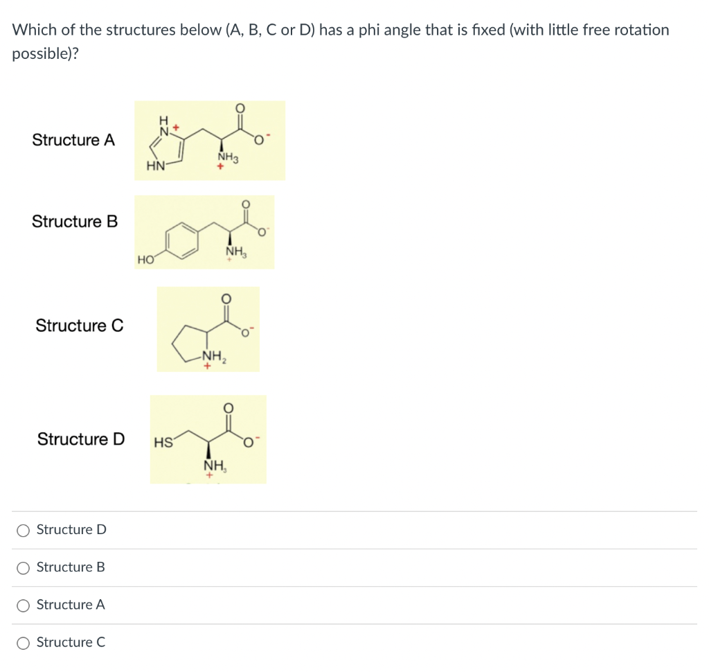 Solved Which of the structures below (A, B, C or D) has a | Chegg.com