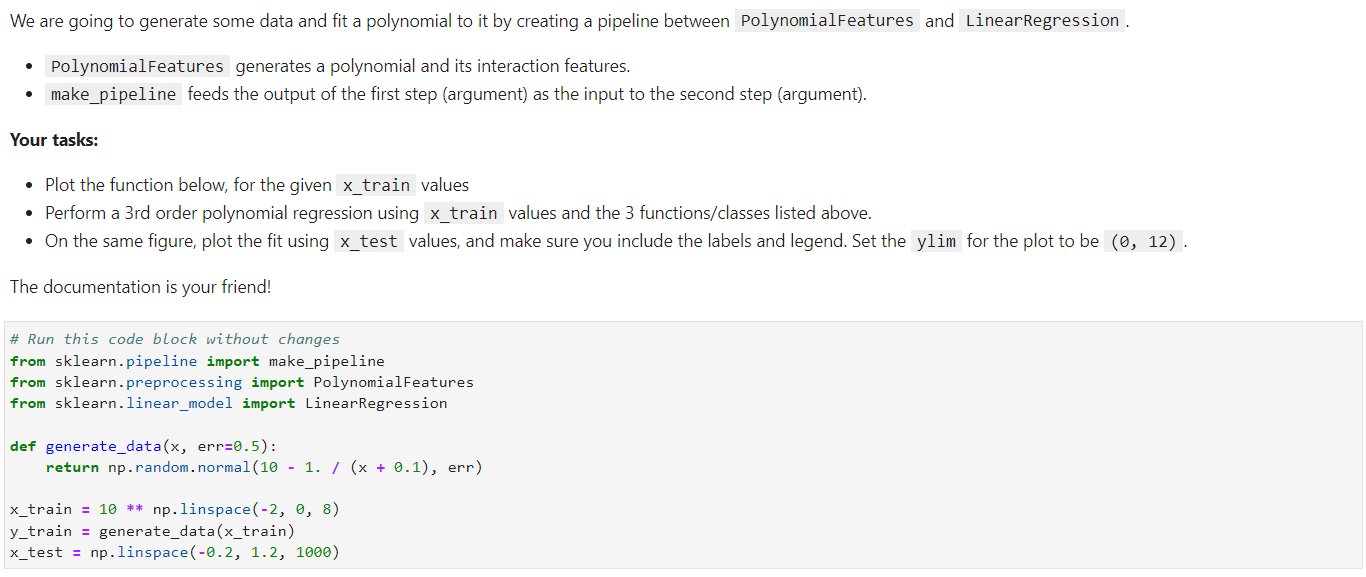 Solved We are going to generate some data and fit a | Chegg.com