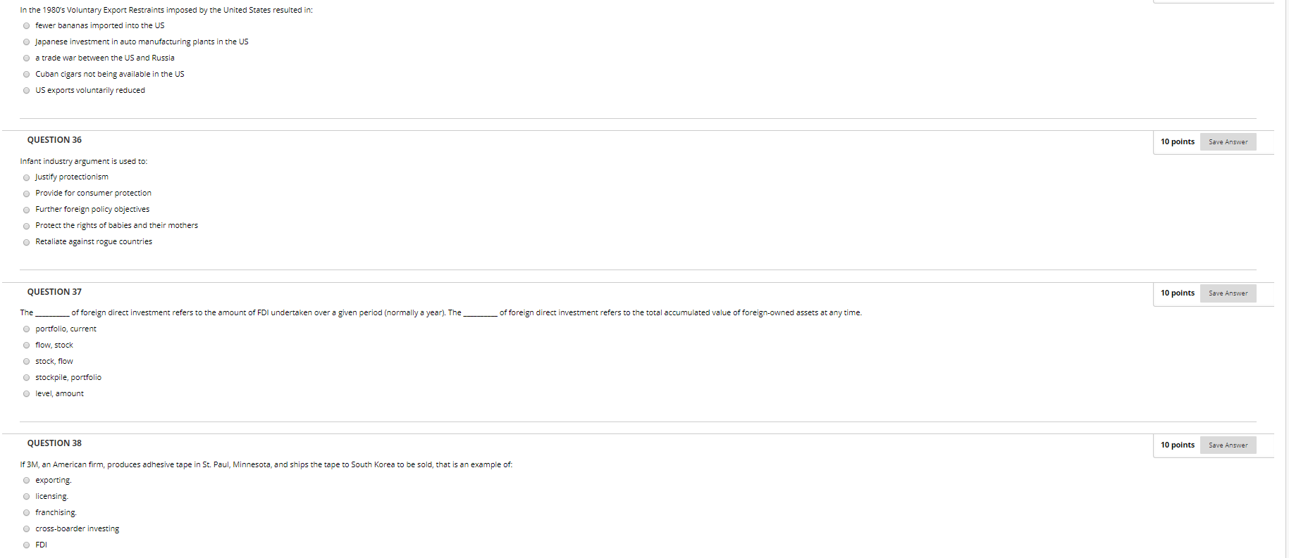 Solved In the 1980's Voluntary Export Restraints imposed by | Chegg.com