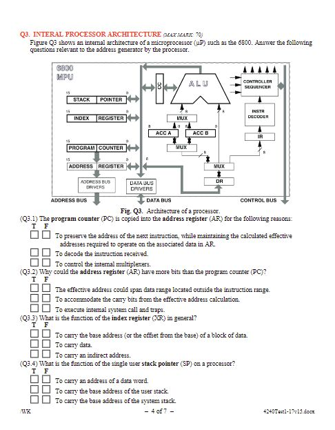 Solved Q3. INTERAL PROCESSOR ARCHITECTURE ALLY MARK 70) | Chegg.com