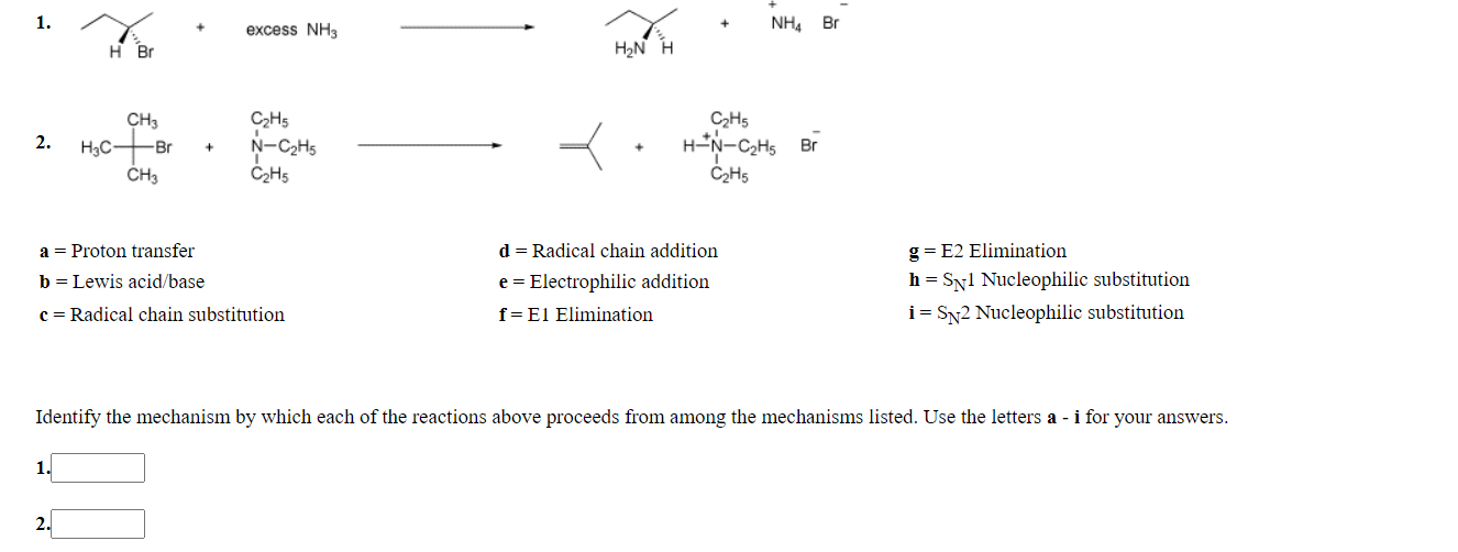 Solved 1. excess NH3 NH4 Br H Br H2NH CH3 C2H5 2. Hyc+Br | Chegg.com