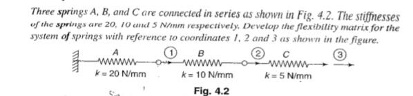 Solved Three springs A, B, and C are connected in series as | Chegg.com