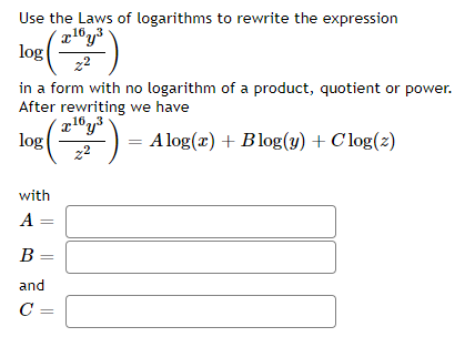 Solved Use the Laws of logarithms to rewrite the expression | Chegg.com