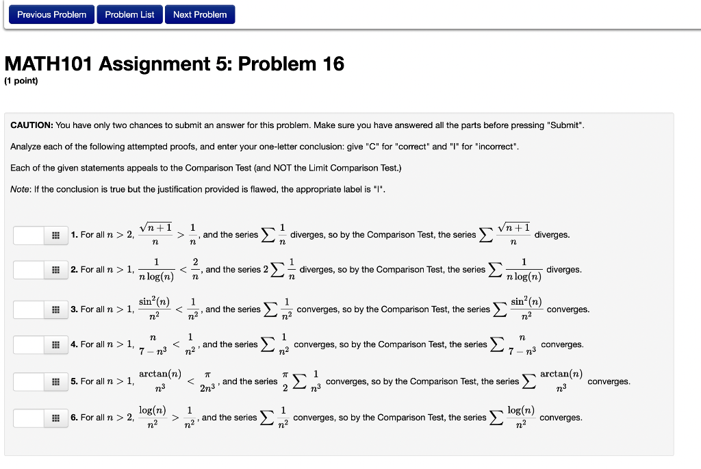 Solved MATH101 Assignment 5: Problem 16 (1 point) CAUTION: | Chegg.com