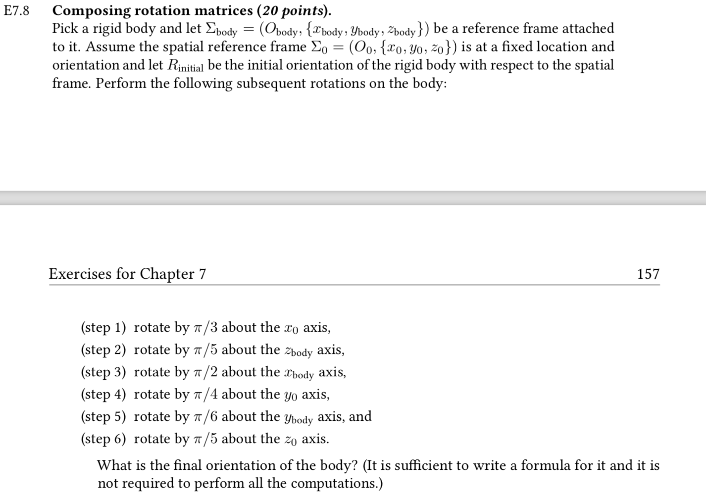 E7.8 Composing rotation matrices (20 points). Pick a | Chegg.com