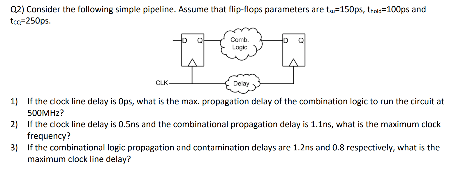Solved Q2) Consider the following simple pipeline. Assume | Chegg.com